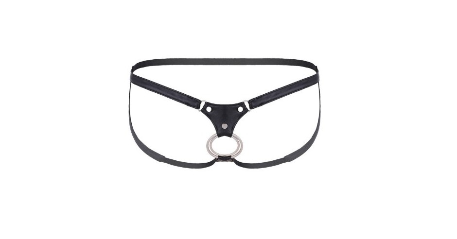 Sexy Chilot Chiloti Underwear Barbati Suspensor Jockstrap Cockring Piele Pu M Negru Okaziiro