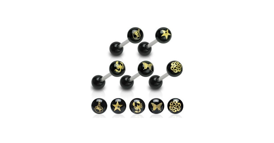 Piercing limba cu bila neagra, model decorativ - Forma bila: Fluture ...