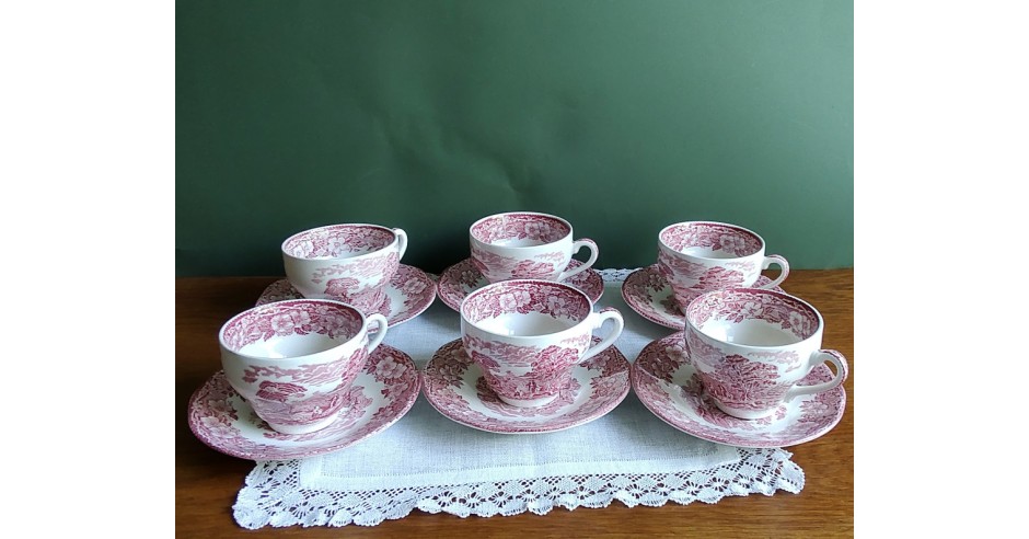 Set 6 Cesti si farfurioare Vintage din Portelan Englezesc- Enoch ...