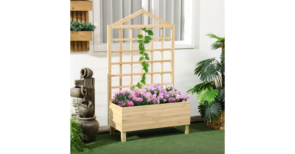 Outsunny Ghivece din Lemn cu Grilaj pentru Catarat Vita de Vie, Paturi ...