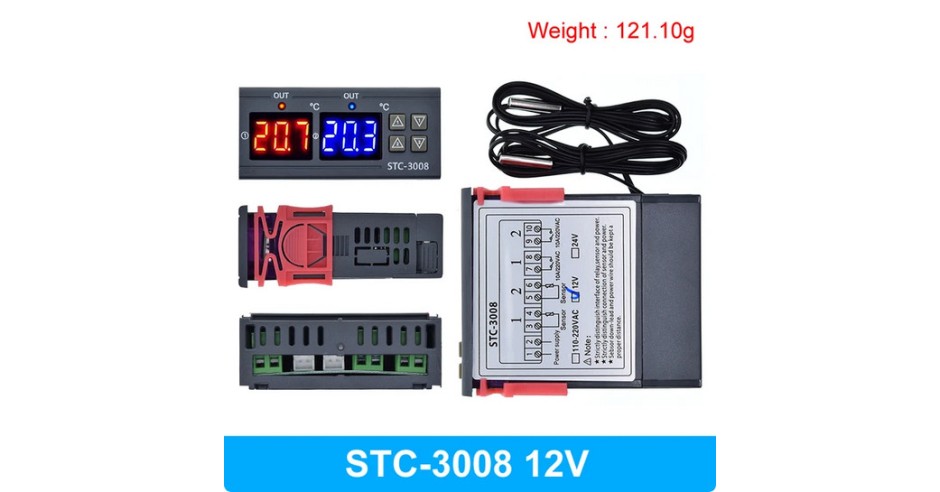 termostat digital dublu afisaj lcd releu sonda 220v Dual Digital STC ...