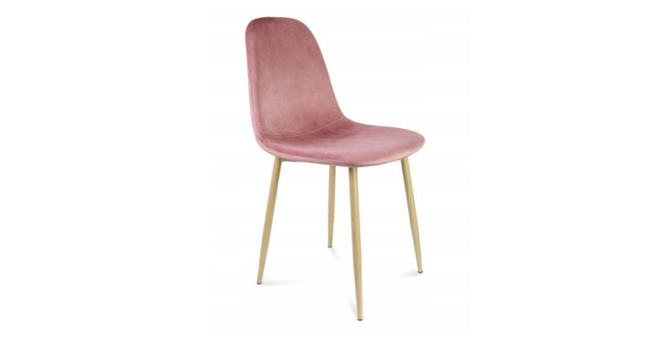 Scaun tip scandinav, velur, model cusatura pe spate, roz si natur, max ...