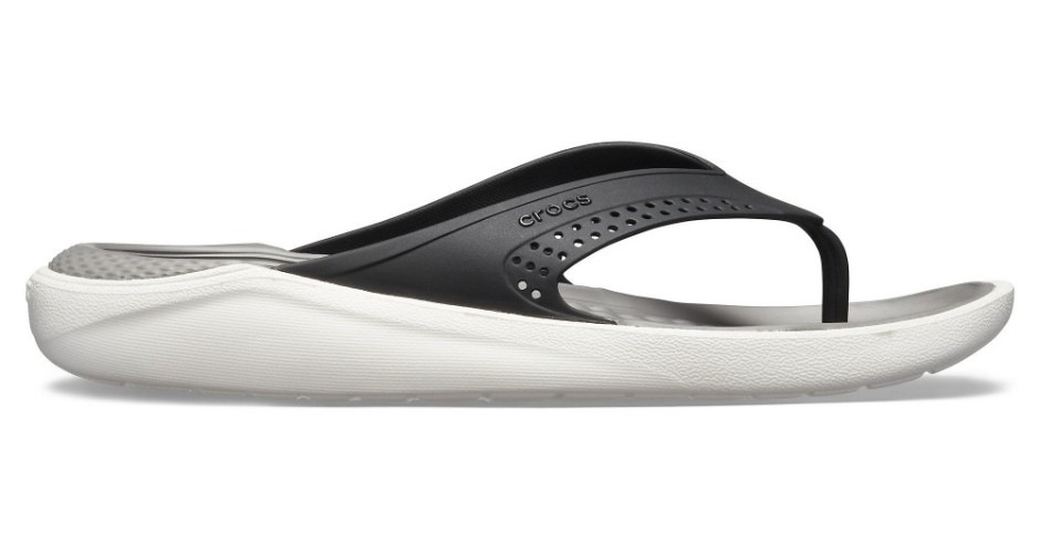 Slapi Crocs LiteRide Flip Negru - Black/Smoke, 37 - 39, 41 - 43, 45, 46 ...
