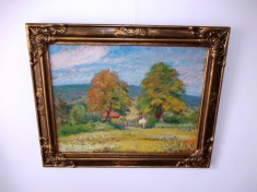 Sever Burada(1896-1968) "Via?a la ?ara", ulei/carton, tablou autentic ...