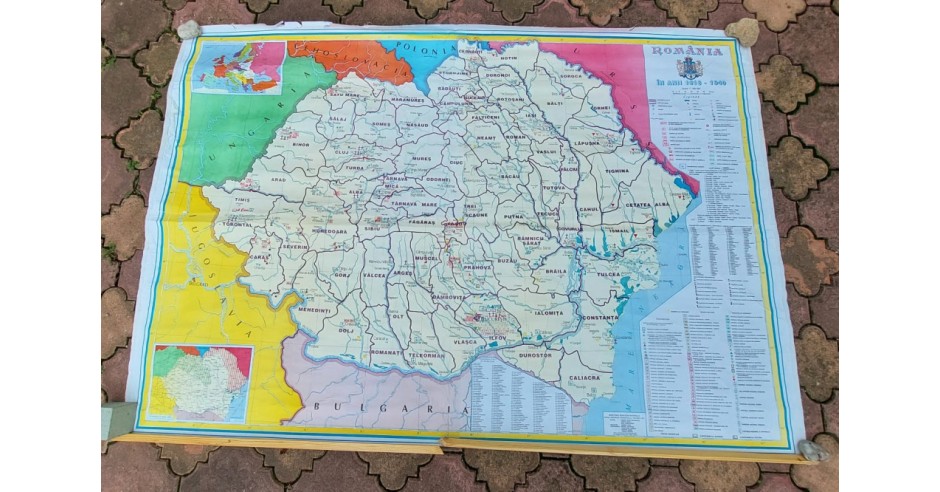 (7) Harta veche didactica mare: Romania in anii 1918-1940, Bucuresti ...