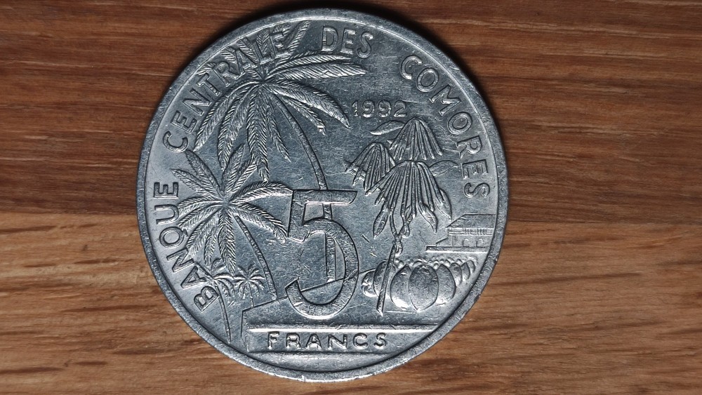 Insulele Comore - moneda comemorativa de colectie - 5 francs 1992 - FAO ...