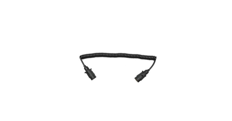 Cablu spiral 2.5m cu 2 stechere tata din plastic, 7 pini pentru priza ...