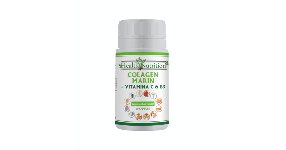 Colagen marin Forte + Vitamina B3 + Vitamina C, 60 tablete, Health ...