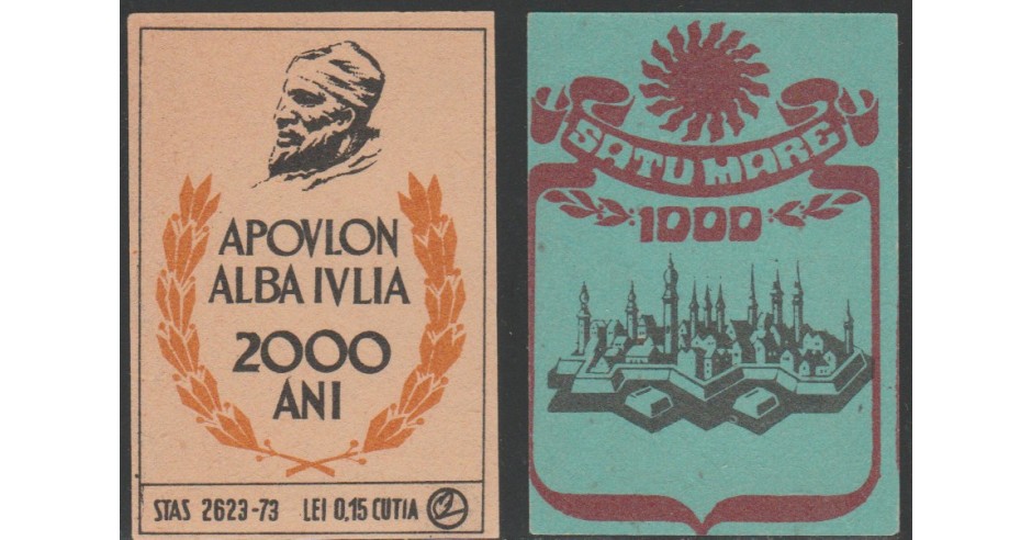 1972-1975 Romania - Set 2 etichete de chibrituri romanesti Aniversari ...