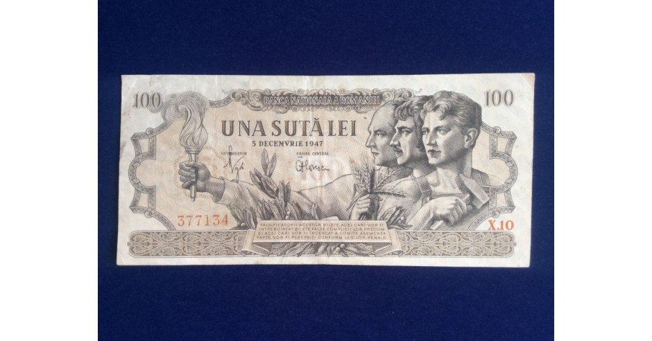 Bancnote Romania - 100 lei 1947 - 5 decembrie seria 377134 (starea care se vede) | arhiva Okazii.ro