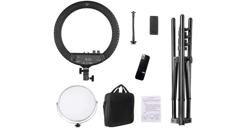 Ring Light LED profesional, 45 cm, USB, telecomanda, oglinda, geanta, RL18 | Okazii.ro