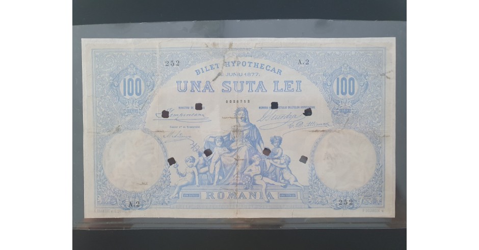 100 lei 1877 Hypotecar bancnota romaneasca RARA de colectie | arhiva Okazii.ro