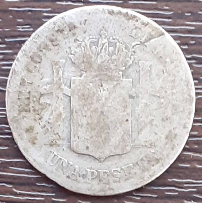 (A734) MONEDA DIN ARGINT SPANIA - 1 PESETA, PORTRET ALFONSO XIII COPIL ...