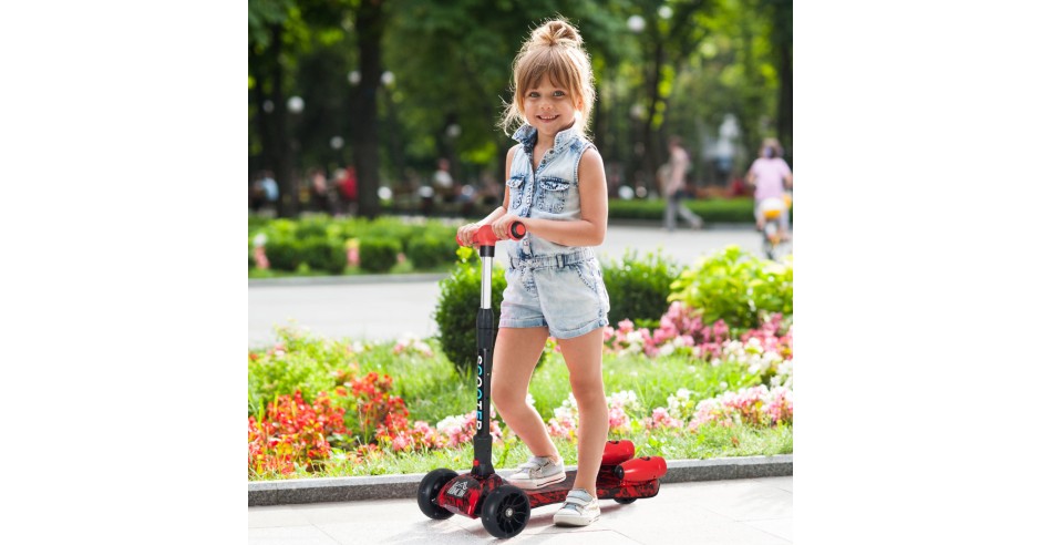 HOMCOM trotineta 3 roti, pliabila, copii 3-8 ani, 61x26x63-81cm ...