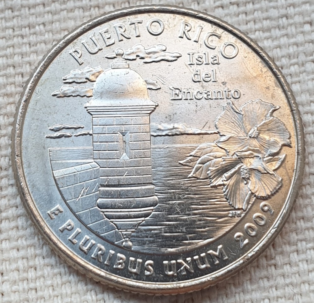 Moneda 25 cents / quarter 2009 USA, Puerto Rico, litera P, aunc ...