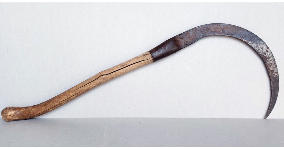 Secera vintage de canepa, nituri forja manuala, unelte vechi romanesti ...