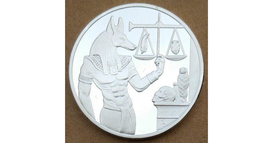 Egipt Zeul Anubis UNC Piramida sacal 40mm Argintiu | arhiva Okazii.ro