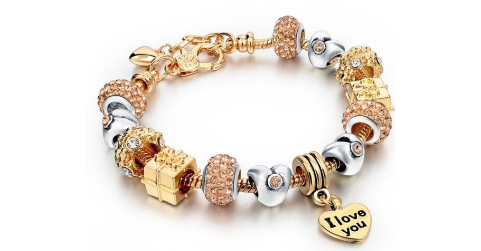 BRATARA DAMA LUX TIP PANDORA ROYALE DREAM CHARM GOLD-MODEL 2021-PLACATA ...