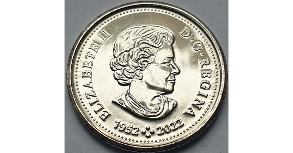 10 cents 2023 Canada , Bluenose, 1952-2022,Transition- Elizabeth II ...