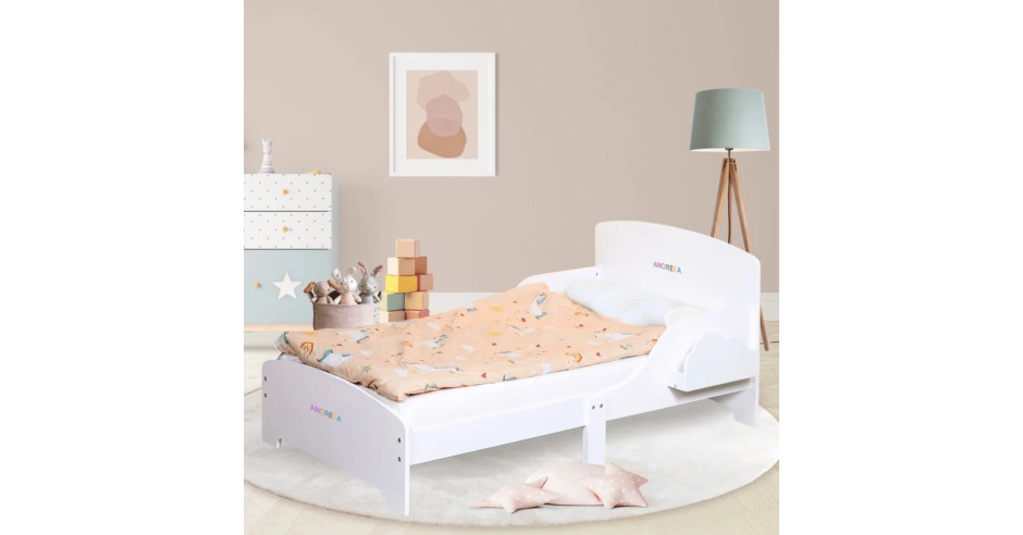 Pat Copii cu Protectie Laterala si Raft Depozitare Carti si Jucarii ...