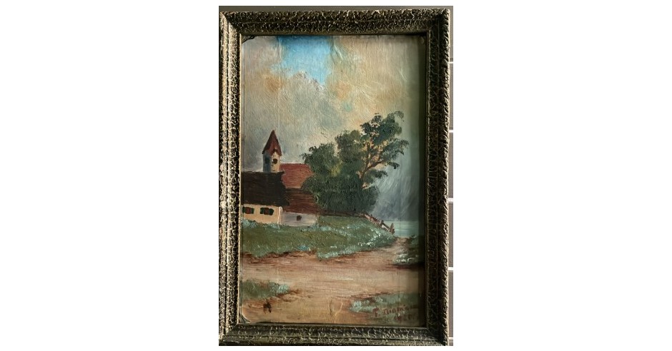 Tablou vechi, T, Diamisian (?) 1930, ulei pe carton, 47 x 32, pictura ...