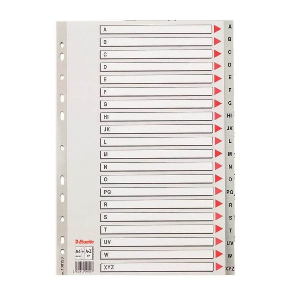 Index A4 Maxi Esselte, cu 20 Separatoare A-Z, Plastic, Gri, Index de ...