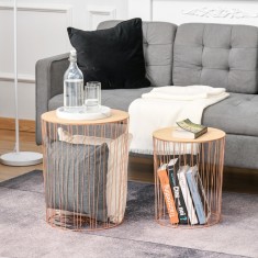 HOMCOM Set 2 Masute Container pentru Living, Masute de Cafea pentru ...