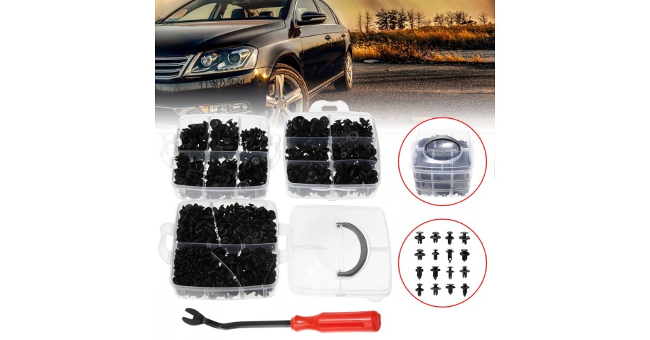 Set 625 clipsuri auto universale pentru montaj cu extractor inclus ...