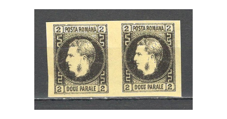 Romania.1866 Principele Carol I 2 Par hartie subtire pereche ZR.6 ...