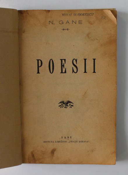 POESII de NICOLAE GANE - IASI, 1893 | Okazii.ro