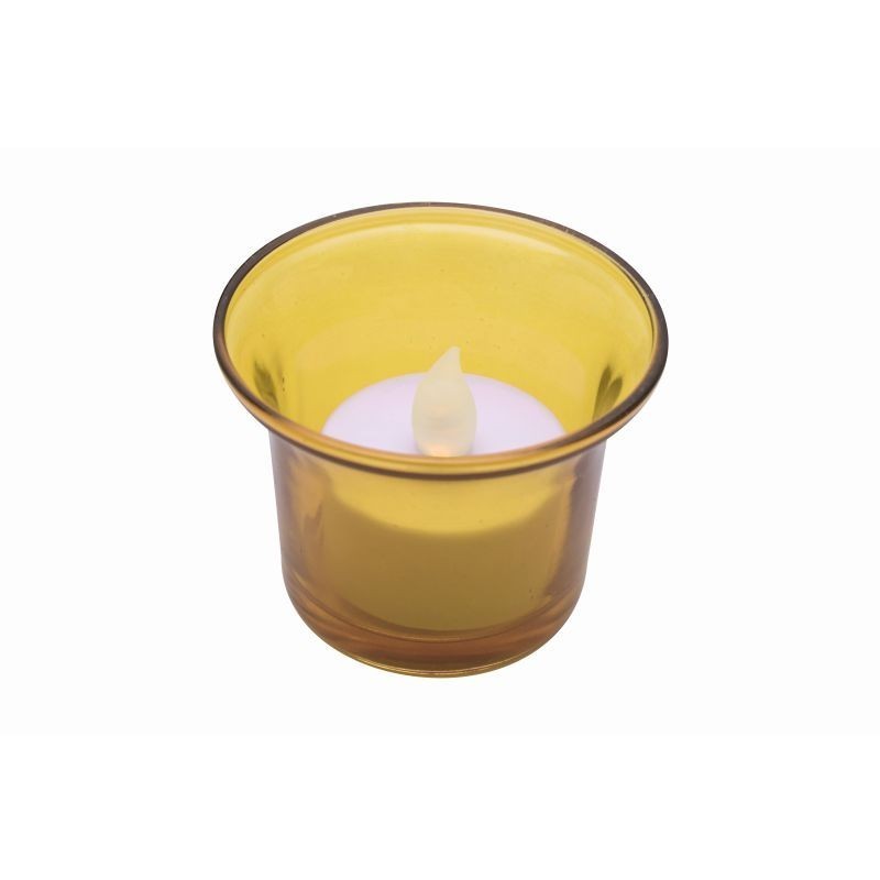 Candela cu LED in suport din sticla, efect flacara reala, 4.5 cm ...