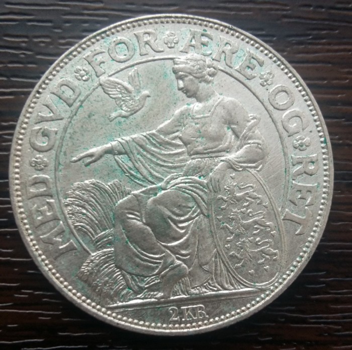 (A796) MONEDA DIN ARGINT DANEMARCA - 2 KRONER 1903, ANIVERSAREA ...