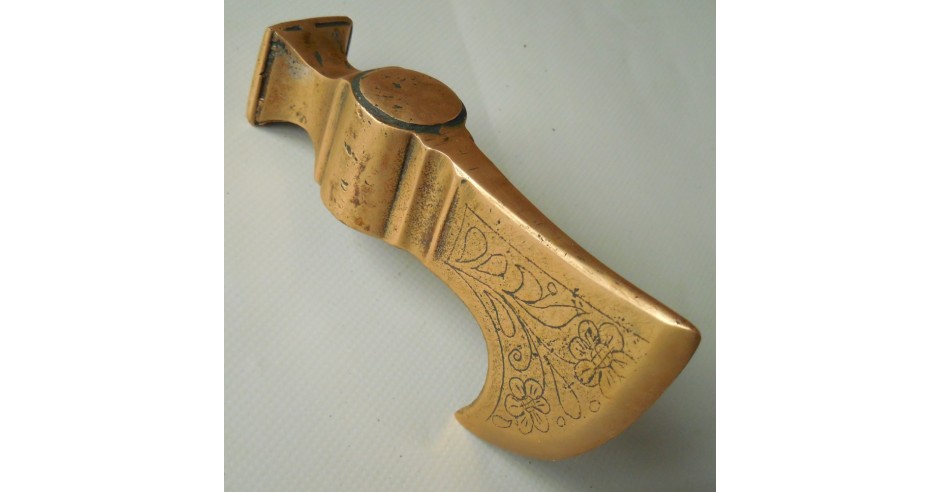 CAP DE BASTON / TOPOR CIOCAN - FACUT DIN BRONZ GRAVAT - 0,5 KG - 12 X 7 ...