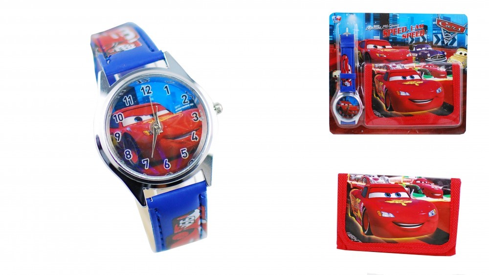 Set ceas pentru copii CARS / Ceas baieti + Portofel Fulger Mcqueen din ...