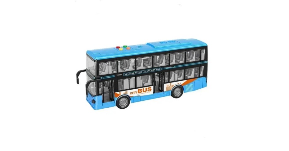 Autobuz supraetajat cu sunete, lumini si functie usi deschise 28 cm ...