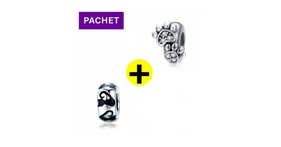 Pachet promo talisman din argint labuta de catel + silueta de pisica ...