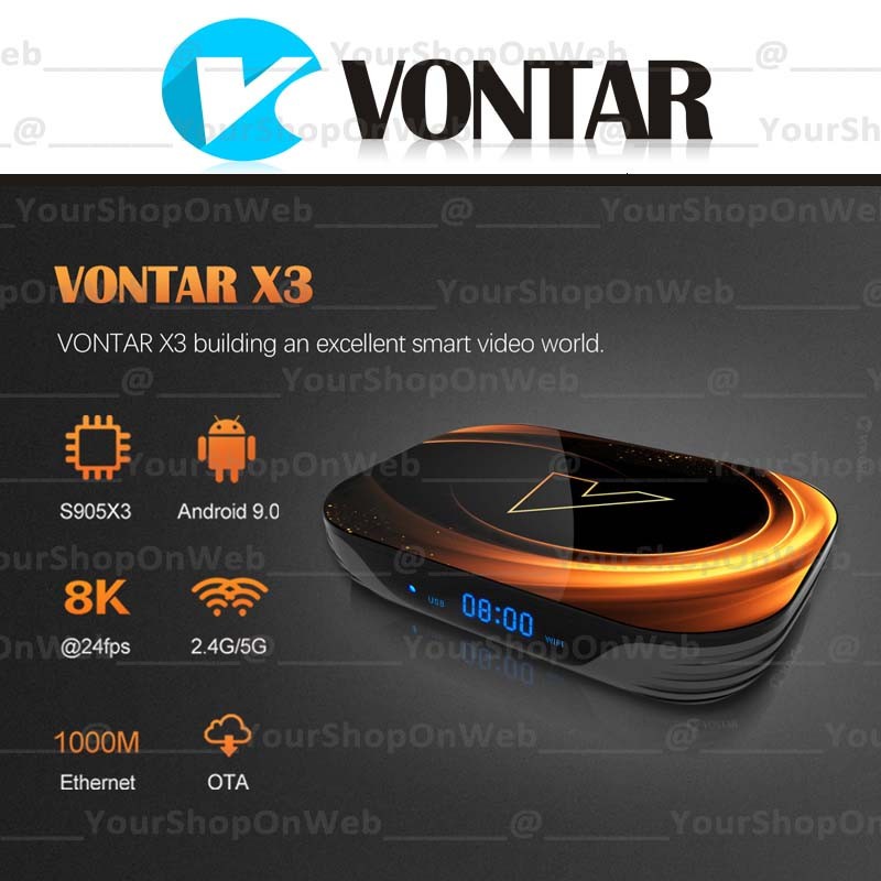 Tv BOX Vontar X3 ,8K Amlogic S905X3 -2Ghz, 4gb, 32gb,Gigabite 1000M ...