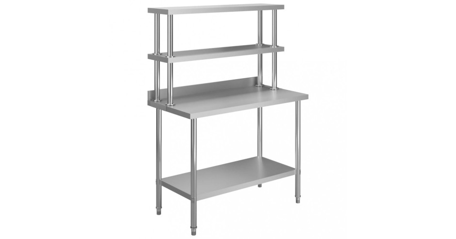 Masa de lucru bucatarie, raft superior, 120x60x150 cm, otel | arhiva ...