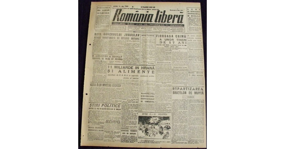 Romania Libera 1947 Nr. 760: Cartele Combustibil, Crima, Specula, Desen ...