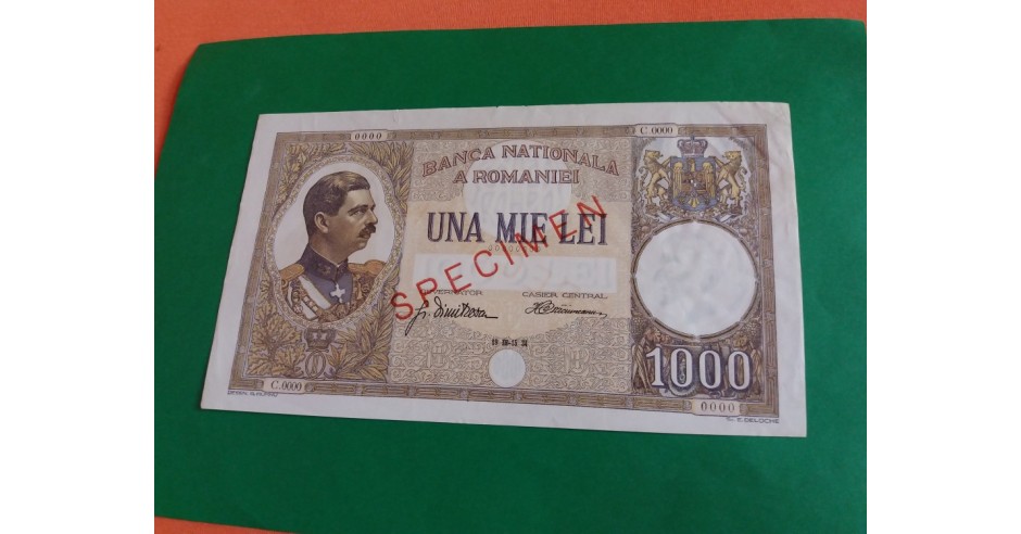 BANCNOTE ROMANESTI SPECIMEN 1000LEI 1934 | arhiva Okazii.ro