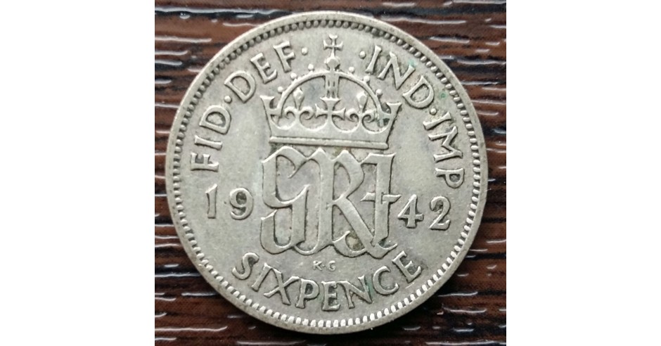 (A5) MONEDA DIN ARGINT ANGLIA - 6 PENCE 1942 | arhiva Okazii.ro
