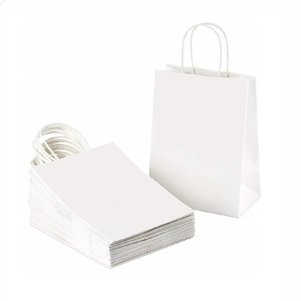 Sacose din Hartie Alba, 100 Buc/Bax, Dimensiune 16x9x21 cm, Pungi si ...