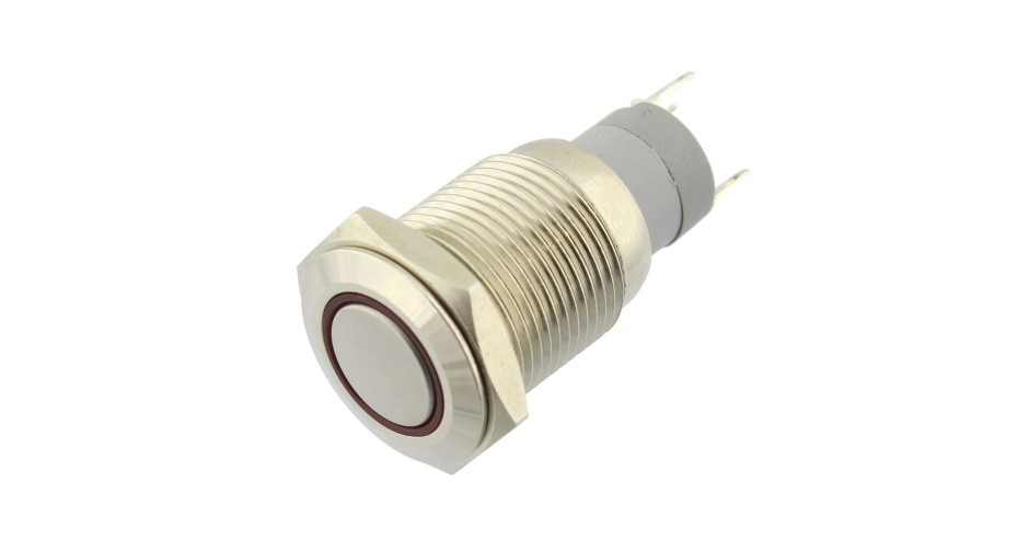 Intrerupator metalic, antivandalism, fara retinere, cu LED, rosu ...