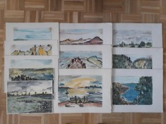 TIMISOARA LOT 11 ACUARELE PATERA ROBERT / TREBOR PEISAJE MARINA RARE ...