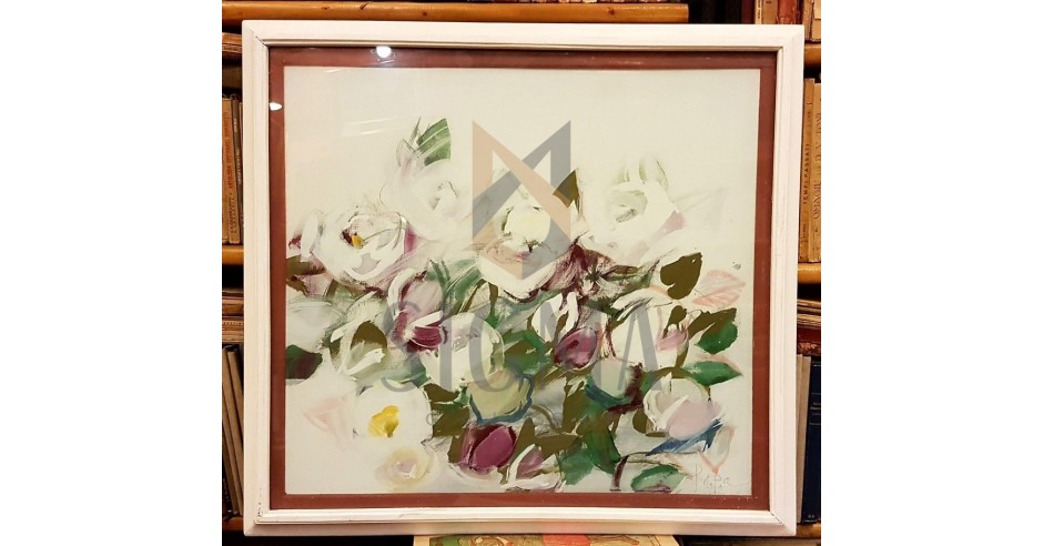 TABLOU, GABRIEL POPA (1937-1995), "ROZA" (FLORI), Acril/Panza, 1991 ...