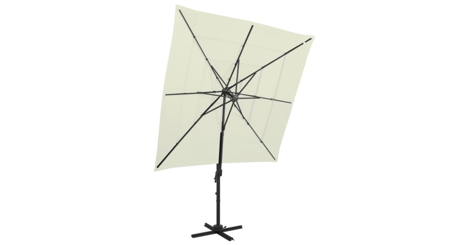 Umbrela de soare 4 niveluri, stalp aluminiu, nisipiu 250x250 cm ...