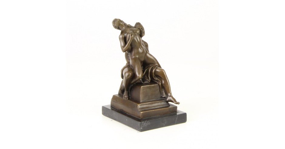 Cuplu - statueta erotica pe soclu din marmura KF-66, Bronz, Nuduri ...