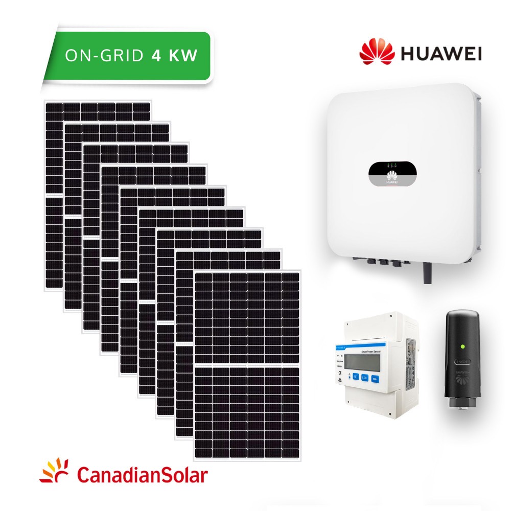 Kit sistem fotovoltaic 4 kW hibrid trifazat, invertor Huawei si 9 ...