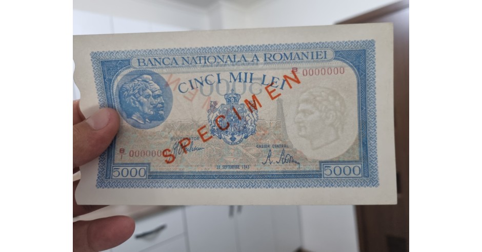 Bancnota Romania 5000 Lei 1943 Specimen - Bancnote Romanesti | Okazii.ro