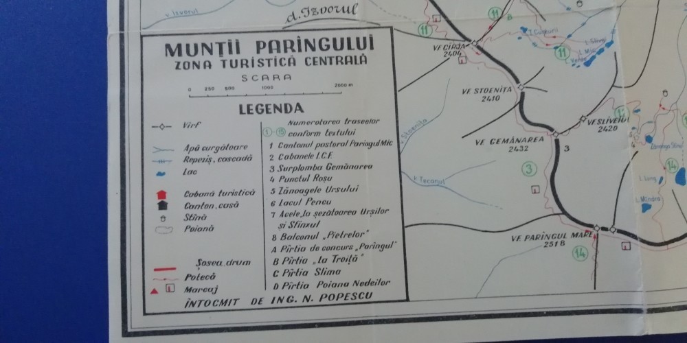 Myh 63 - 35 - HARTA TURISTICA - MUNTII PARANG - PIESA DE COLECTIE ...